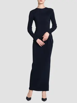 Giorgio Armani Embellished Hip Jersey Gown - Navy