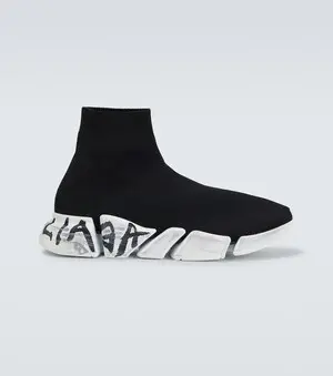 Balenciaga Speed 2.0 Graffiti Sneakers - Black