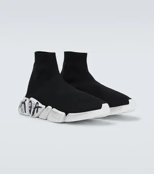 Balenciaga Speed 2.0 Graffiti Sneakers - Black