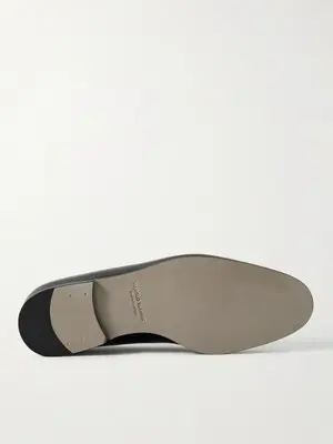 Manolo Blahnik Mario Grosgrain-trimmed Patent-leather Loafers - Black