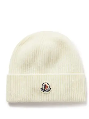 Moncler Ribbed Virgin Wool And Cashmere-blend Beanie - White