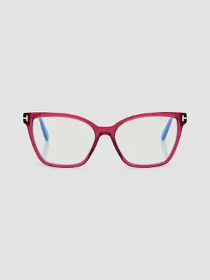 TOM FORD 53mm Cat Eye Blue Block Glasses - Transparent Fuchsia