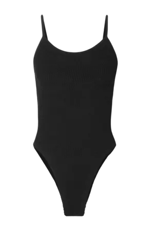Hunza G Net Sustain Pamela Seersucker Swimsuit - Black