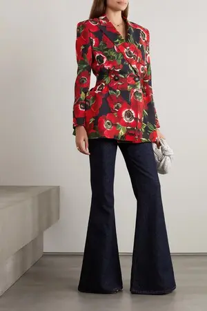 Dolce & Gabbana Double-breasted Floral-print Cady Blazer