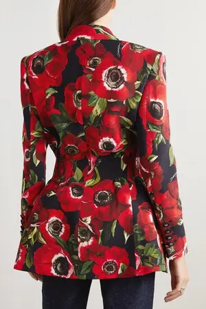 Dolce & Gabbana Double-breasted Floral-print Cady Blazer