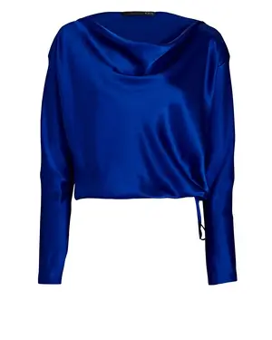 Kes Salacia Silk Charmeuse Top - Blue-med