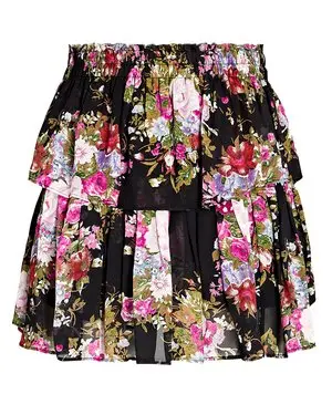 LoveShackFancy Tiered Floral Mini Skirt - Multi