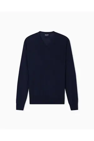 Giorgio Armani Pure Virgin Wool Crew-neck Jumper - Navy