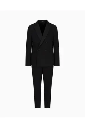 Giorgio Armani Upton Line Double-breasted, Wool-crêpe Tuxedo - Black