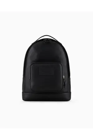 Emporio Armani Rounded Tumbled Leather Backpack - Black