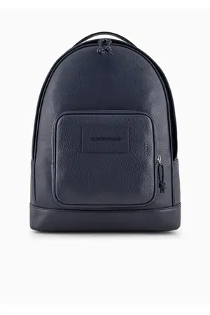 Emporio Armani Emporio Armani Rounded Tumbled Leather Backpack Navy