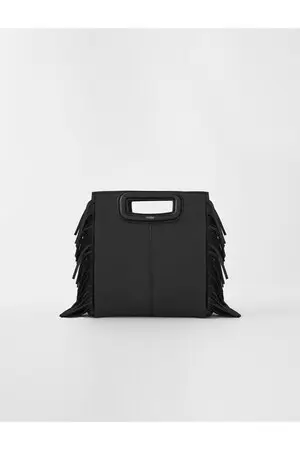 Maje Smooth Leather M Bag With Fringing