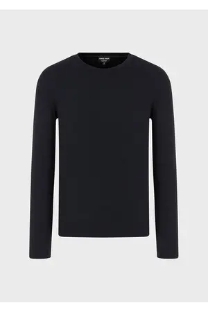 Giorgio Armani Pure Cashmere Interlock Crew-Neck Jumper - Navy