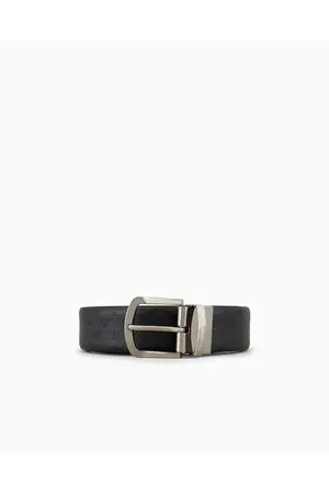 Emporio Armani Reversible Leather Belt With Monogram - Black