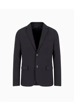 Emporio Armani Stitched-jersey Single-breasted Jacket - Navy