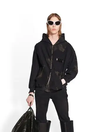 Balenciaga Gaffer Zip-Up Hoodie Small Fit - Black | Editorialist