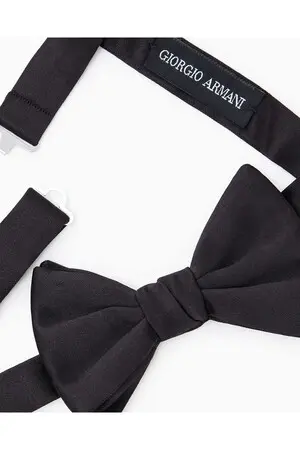 Giorgio Armani Pure Silk Knotted Bow Tie - Black