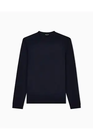 Giorgio Armani Giorgio Armani Long Sleeve Jumper In Stretch Viscose - Navy