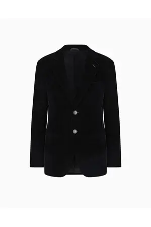 Giorgio Armani Icon George Line Single-breasted Stretch-velvet Jacket - Black