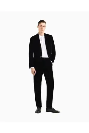 Giorgio Armani Icon George Line Single-breasted Stretch-velvet Jacket - Black