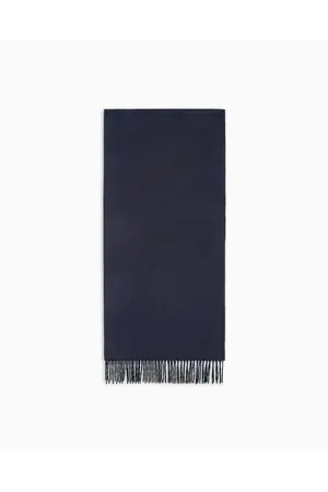 Giorgio Armani Cashmere Scarf With Embroidered Logo - Navy