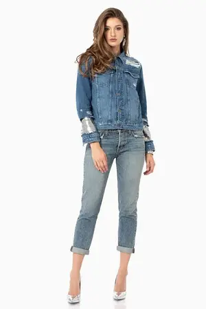 SIWY OUTLET Mahi Denim Trucker Jacket With Sleeves