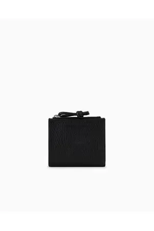 Emporio Armani Zipped, Tumbled-leather Card Holder - Black