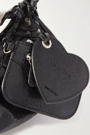 Balenciaga Le Cagole Xs Studded Crinkled-leather Shoulder Bag - Black