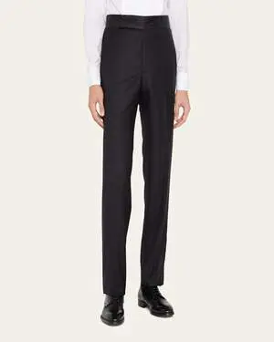 Giorgio Armani Tonal Wool-blend Tuxedo Pants