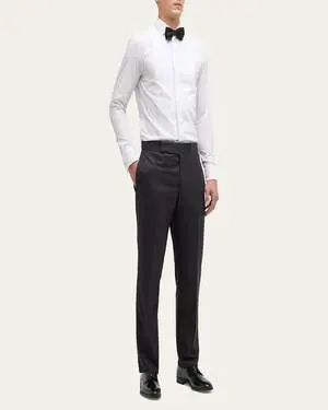 Giorgio Armani Tonal Wool-blend Tuxedo Pants