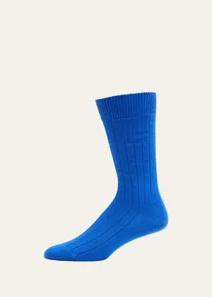 BRESCIANI Bresciani Cashmere Mid-Calf Socks Blue 40987