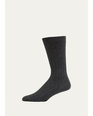 BRESCIANI Bresciani Cashmere Mid-Calf Socks Gray Pattern