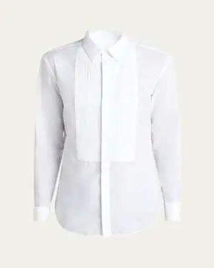 Giorgio Armani Pleated Bib Tuxedo Shirt - Black