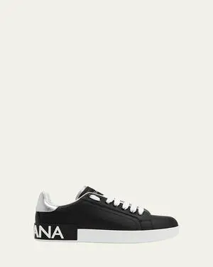Dolce & Gabbana Leather Low-top Sneakers - Black/silver