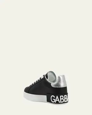 Dolce & Gabbana Leather Low-top Sneakers - Black/silver