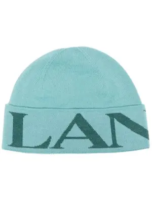 LANVIN Intarsia-knit Wool Beanie - Blue