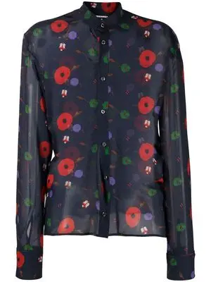 Dsquared2 Floral Print Long-sleeved Shirt