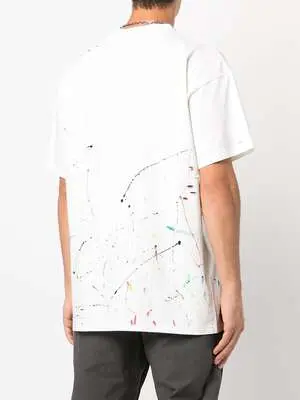 MOSTLY HEARD RARELY SEEN Warped-text Paint T-shirt - White