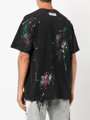 MOSTLY HEARD RARELY SEEN Warped-text Paint T-shirt