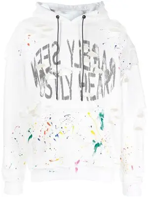 MOSTLY HEARD RARELY SEEN Paint-splattered Hoodie - White