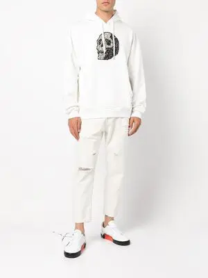 GOD'S MASTERFUL CHILDREN Crystal-skull Drawstring Hoodie - White
