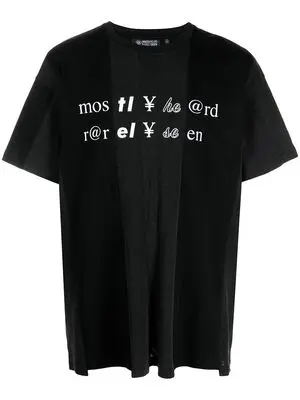 MOSTLY HEARD RARELY SEEN Text Print Cottont-shirt - Black