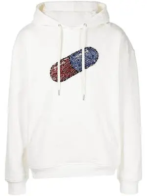GOD'S MASTERFUL CHILDREN Pill Crystal-embellished Hoodie - White