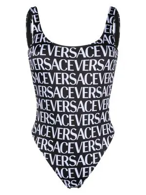Versace All-over Logo Print One-piece - Black
