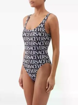Versace All-over Logo Print One-piece - Black