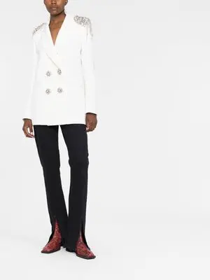 Philipp Plein Crystal-embellished Double-breasted Blazer - White