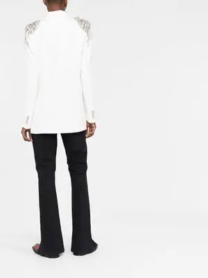 Philipp Plein Crystal-embellished Double-breasted Blazer - White