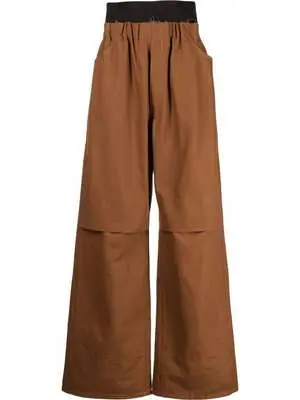 Raf Simons Gathered Waist Wide-leg Trousers - Brown