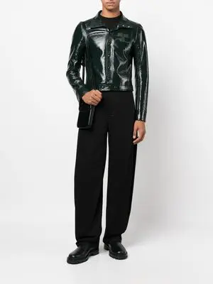 COURREGES Button-up Faux Leather Jacket - Green