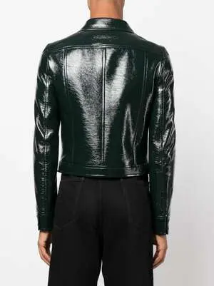 COURREGES Button-up Faux Leather Jacket - Green